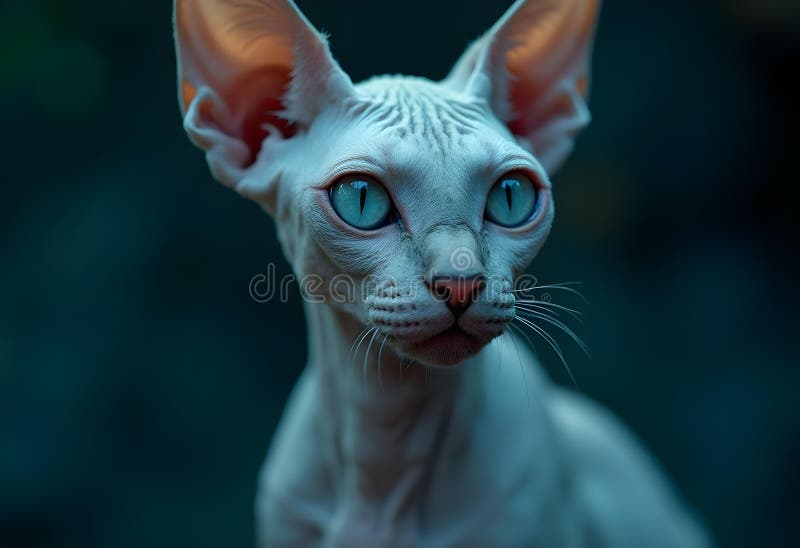 Sphynx Cat with Striking Blue Eyes and Unique Stock Illustration ...