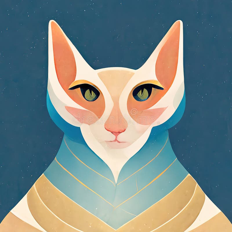 Sphynx Cat. Stylized Cat Head. Abstract Portrait of a Cat. Cat Portrait ...