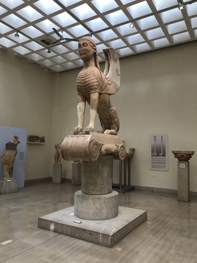 The Sphinx of Naxos, Delphi Archaeological Museum, Greece Editorial ...