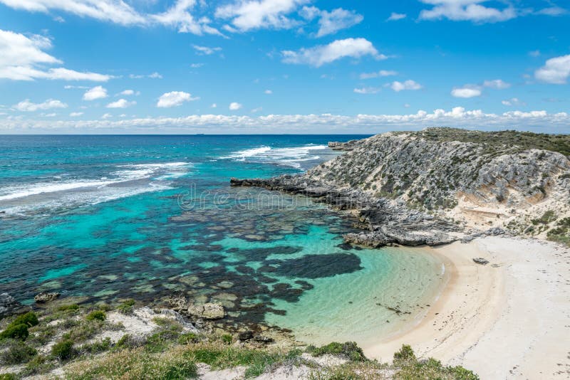 Spiaggia Dell'Isola Rottnest Immagine Stock - Immagine di corsa, verde ...