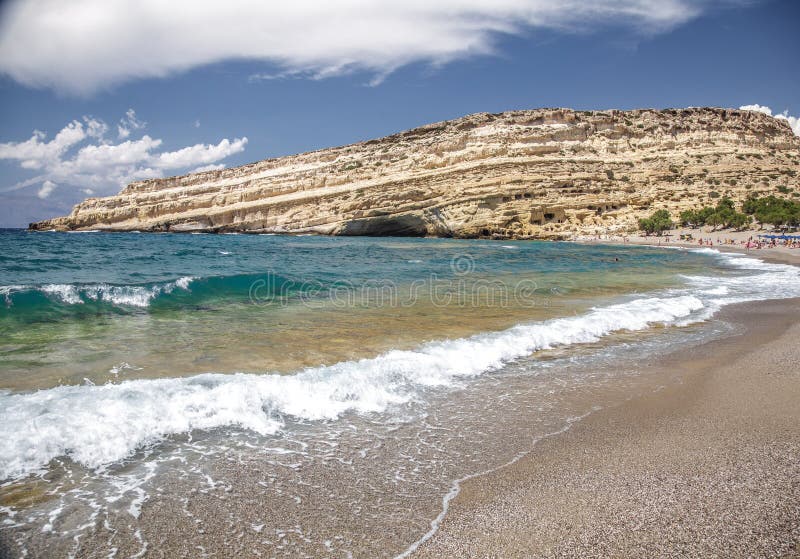 Spiaggia Di Matala E Laguna Creta Grecia Immagine Stock - Immagine di ...