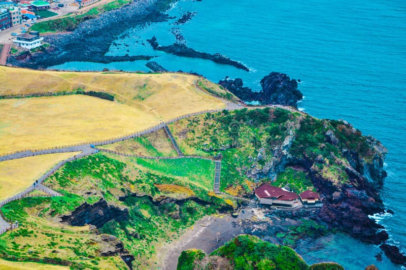 Spiaggia, Isola Di Jeju, Corea Immagine Stock - Immagine di scogliera ...
