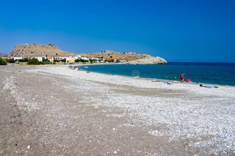 Haraki Beach Charaki Rhodes Greece Sunset Fotografia Stock - Immagine ...