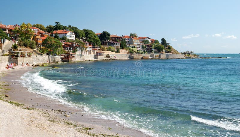 Spiaggia Sul Mar Nero in Nessebar, Bulgaria Fotografia Stock - Immagine ...