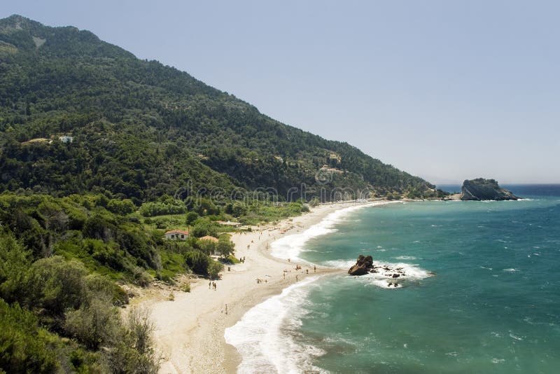 Spiaggia Sull'isola Di Samos Immagine Stock - Immagine di foresta ...