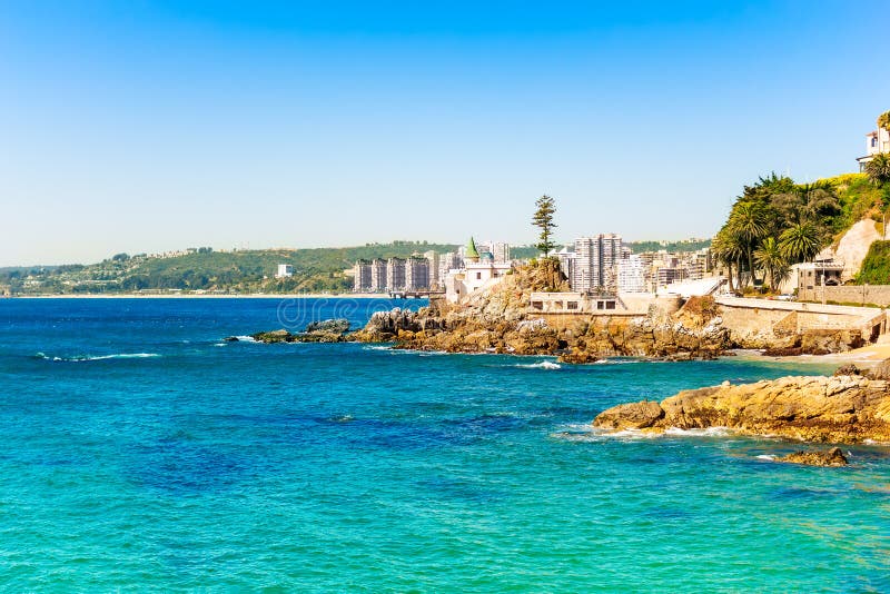 Spiaggia In Vina Del Mar, Cile Immagine Stock - Immagine di litoraneo ...