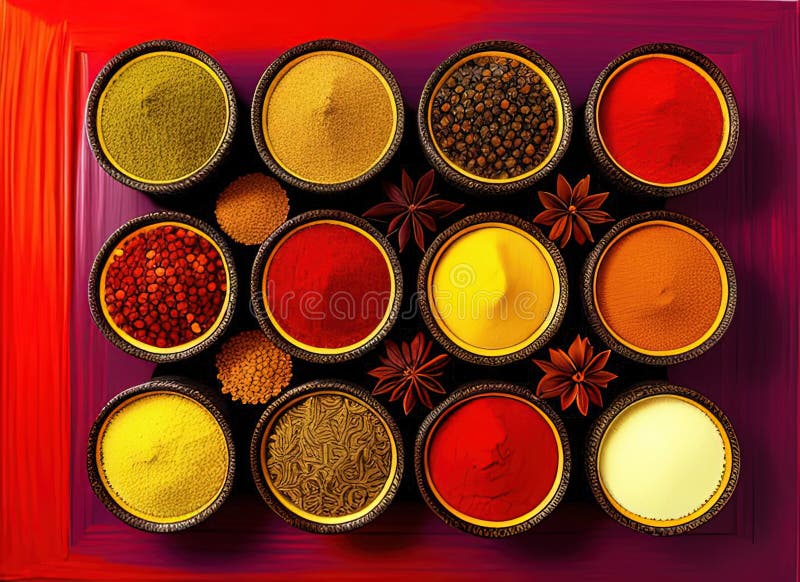 Spice Wheel: a Vibrant Array of Colors Stock Illustration ...
