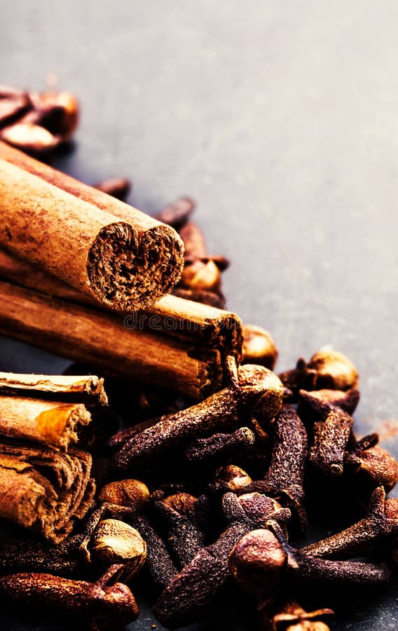 Spice Background - Various Spices Over Dark Table. Collection Stock ...