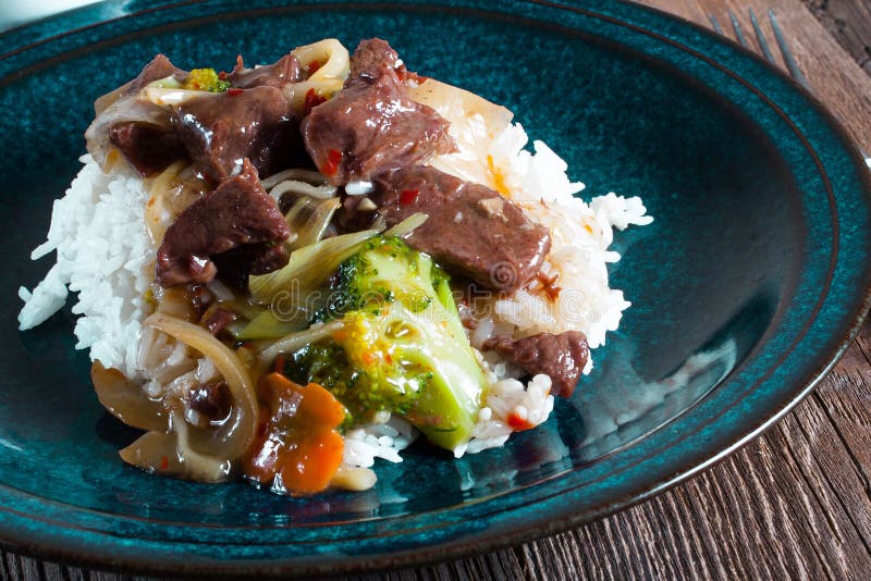 Spice beef with rice. stock image. Image of beef, bell - 50348815