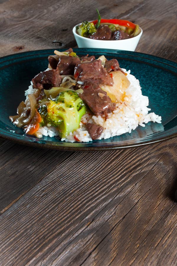 Spice beef with rice. stock photo. Image of macro, food - 50348832