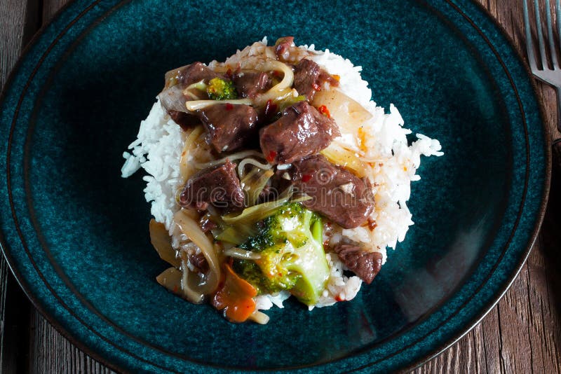 Spice beef with rice. stock image. Image of food, chinese - 50348833