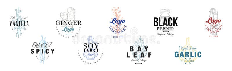Spice and Condiment Original Design Logo Vector Set Stock Vector ...