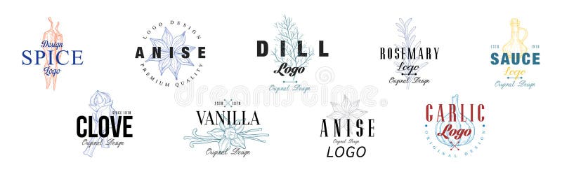 Spice and Condiment Original Design Logo Vector Set Stock Vector ...