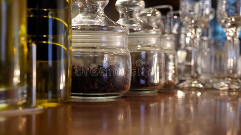 Spice Containers on the Bar Counter Stock Video - Video of flavor ...