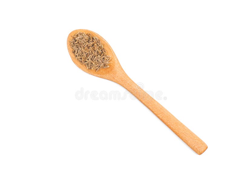 Spice Cumin Jeera in White Bowl on Brown Wood Background Stock Image ...