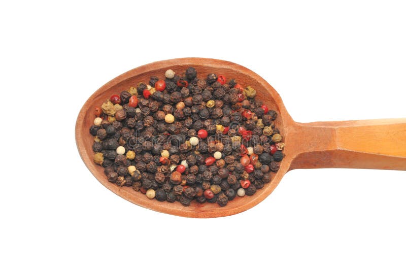Spice Cumin Pepper in Wooden Spoon Isolated on White Stock Image ...
