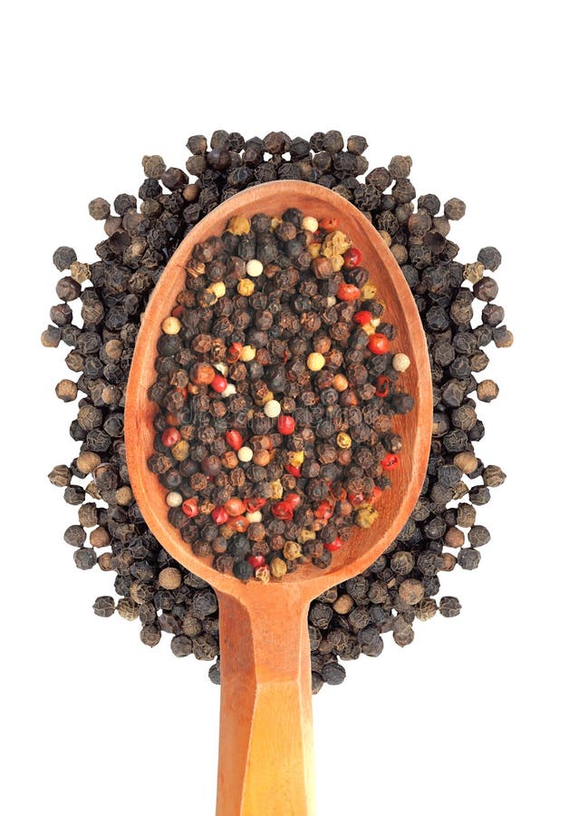 Spice Cumin Pepper in Wooden Spoon Isolated on White Stock Image ...