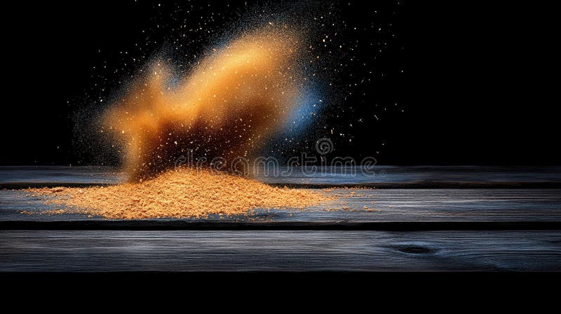 Spice Explosion on Wooden Table Dynamic and Vibrant Color Contrast ...