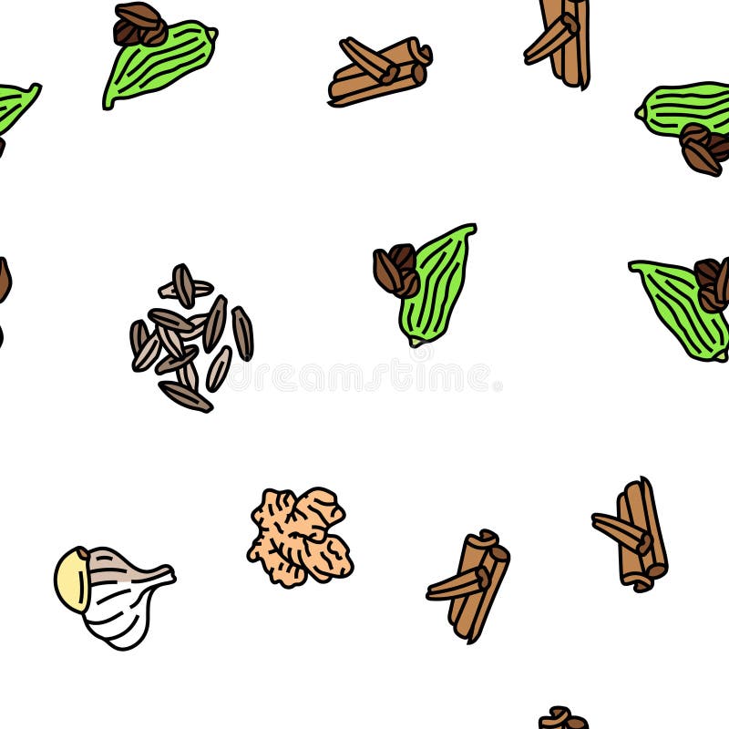 Spice Food Herb Leaf Vector Seamless Pattern Stock Vector ...