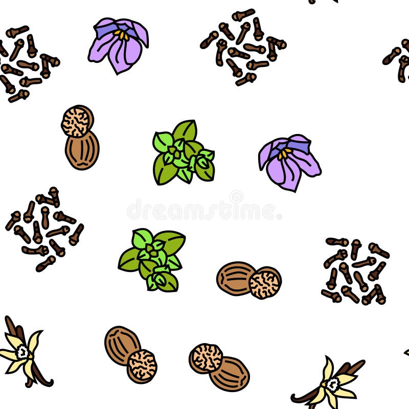Spice Food Herb Leaf Vector Seamless Pattern Stock Vector ...
