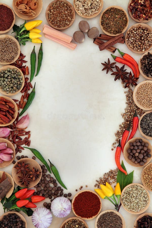 Spice and Herb Border stock image. Image of bowl, aromatic - 48571437