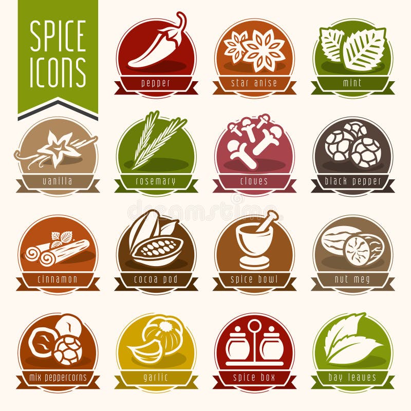 Spice icon set stock vector. Illustration of aromatic - 46003771