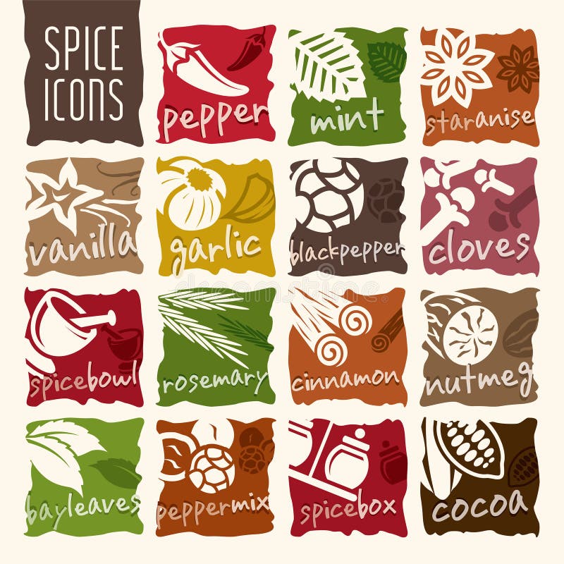 Spice icon set stock vector. Illustration of aromatic - 46003771