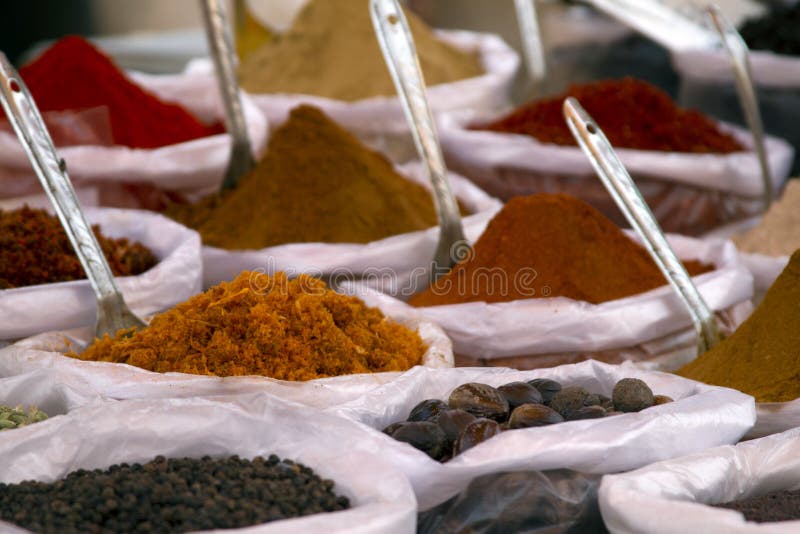 Spice Indian Bazaar Anjuna Market Goa Stock Photo - Image of flea, load ...