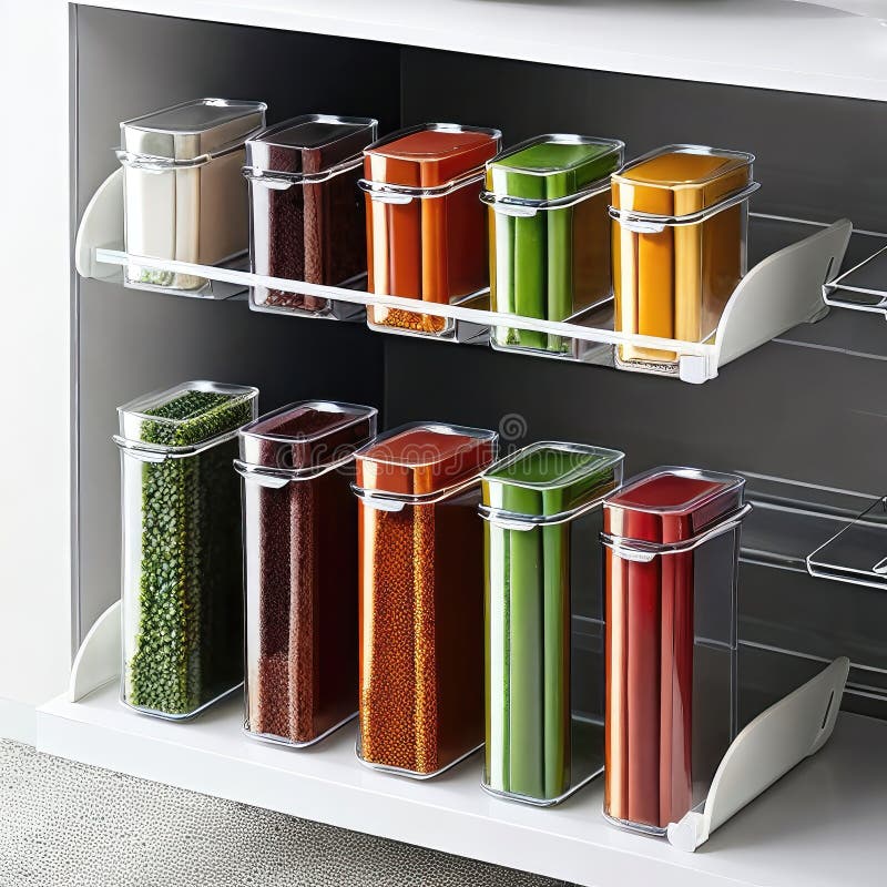 A Spice Rack Filled with Spices Stock Illustration - Illustration of ...