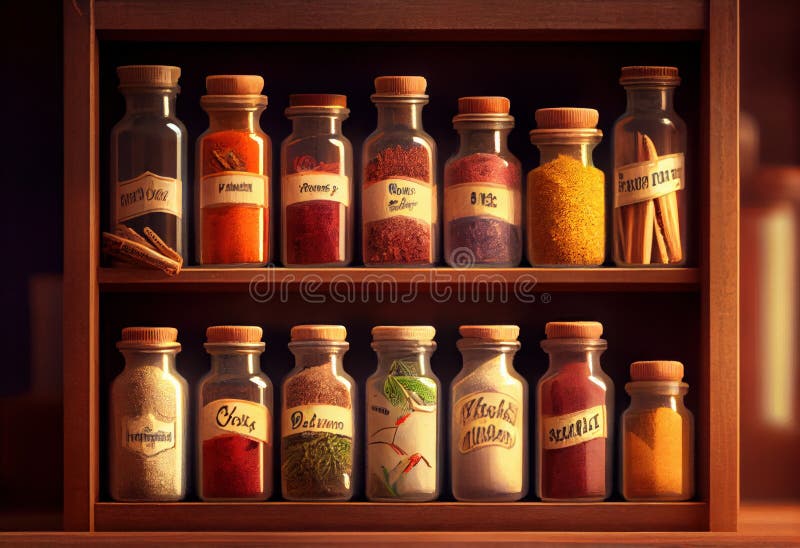 Spice Rack, with Stacked Jars. Created with Generative AI Technology ...