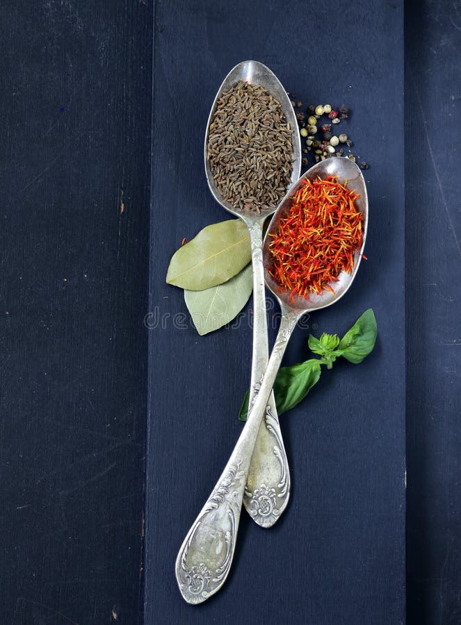 Spice Saffron and Cumin in a Spoons Stock Photo - Image of cooking ...