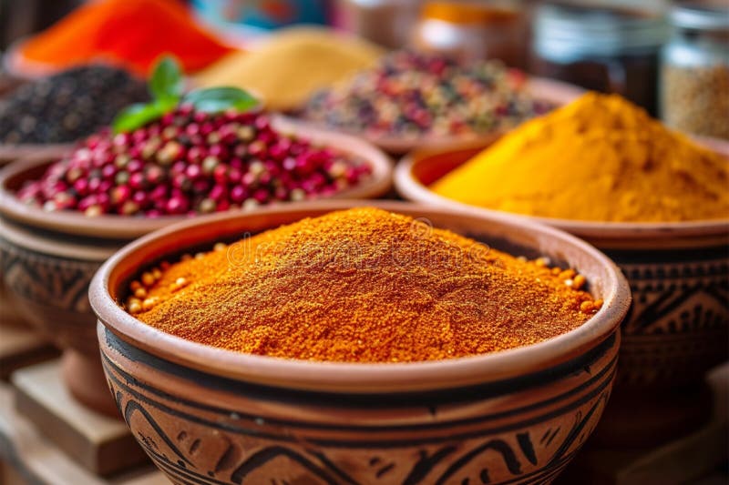 Spice Sensation Different Spices Presented in Plates, Culinary Concept ...