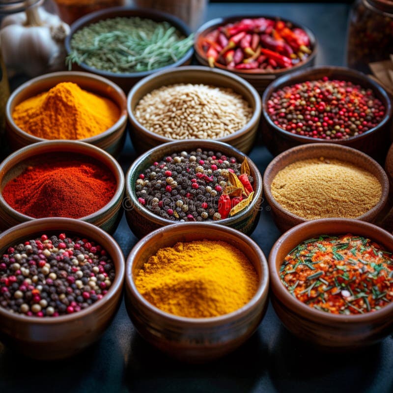 Spice Sensation Different Spices Presented in Plates, Culinary Concept ...