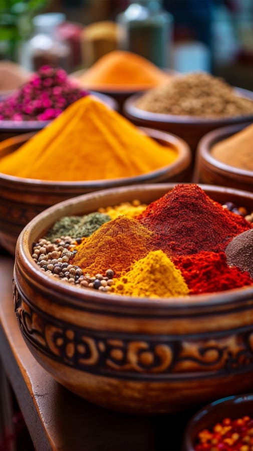 Spice Sensation Different Spices Presented in Plates, Culinary Concept ...