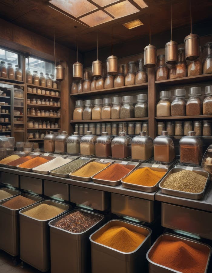 Spice Shop Interior with Assorted Ingredients Stock Image - Image of ...