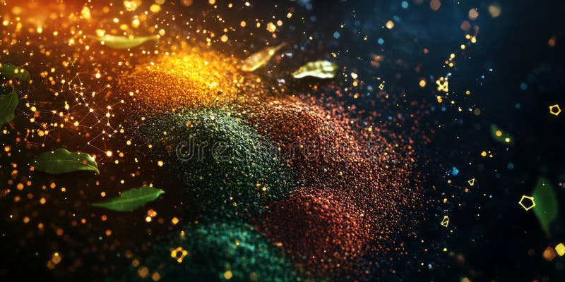 Spice Structure Design Showcasing Chemical Elements with Glowing Points ...