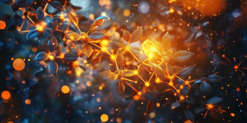 Spice Structure Design Showcasing Chemical Elements with Glowing Points ...