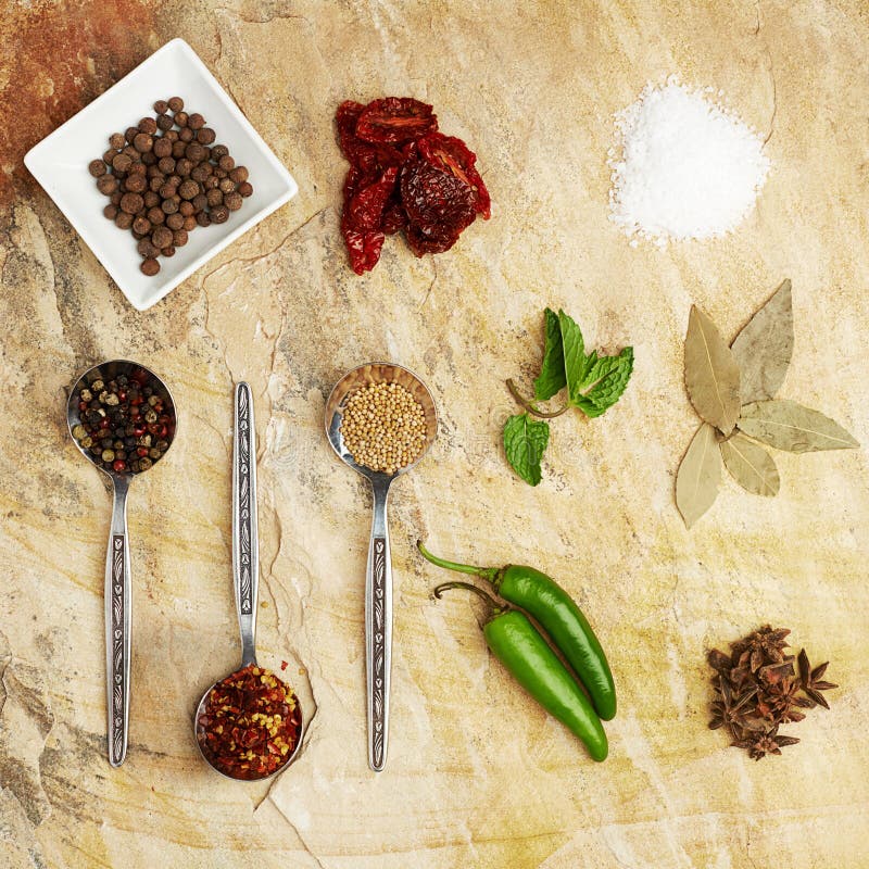 Spice Things Up a Bit. High Angle Studio Shot of a Variety of Herbs and ...