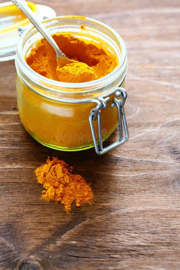 Spice Turmeric in a Transparent Jar Stock Image - Image of cumin ...