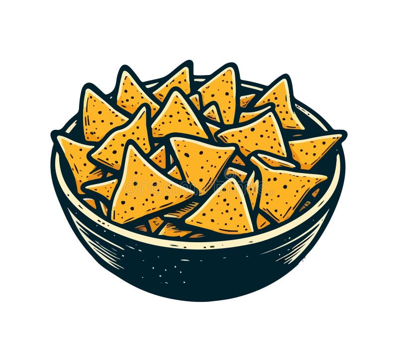 Mexican Corn Nachos Chips Hand Drawn Vector Illustration Stock Vector ...