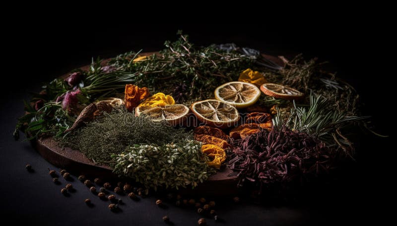 Spice Variety in Organic Kitchen, Fresh Ingredients Generated by AI ...