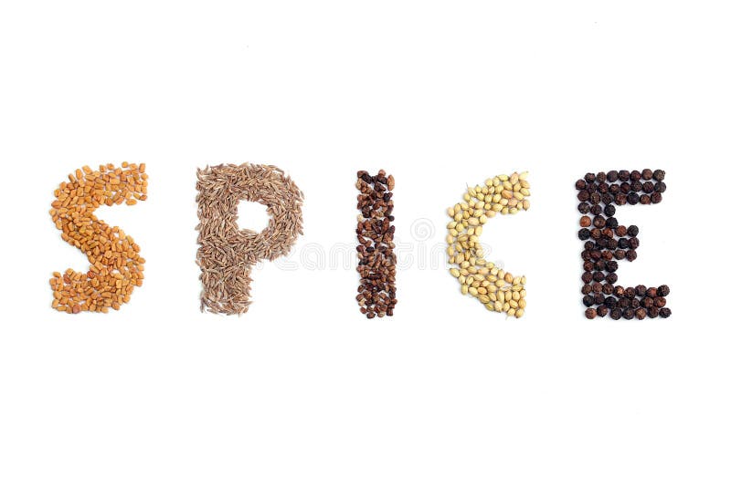 Spice Word Formed Using Spices Stock Photo - Image of fenugreek, mace ...