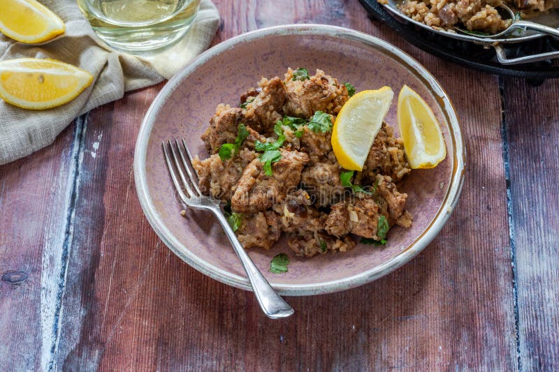 Chicken and date pilaf stock image. Image of sauce, chicken - 357057275