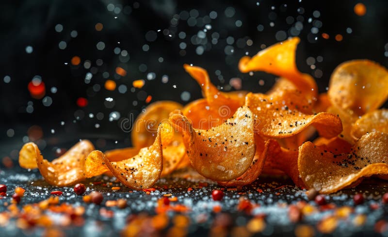 Spiced Crispy Snacks on Dark Table Stock Image - Image of dark, recipe ...