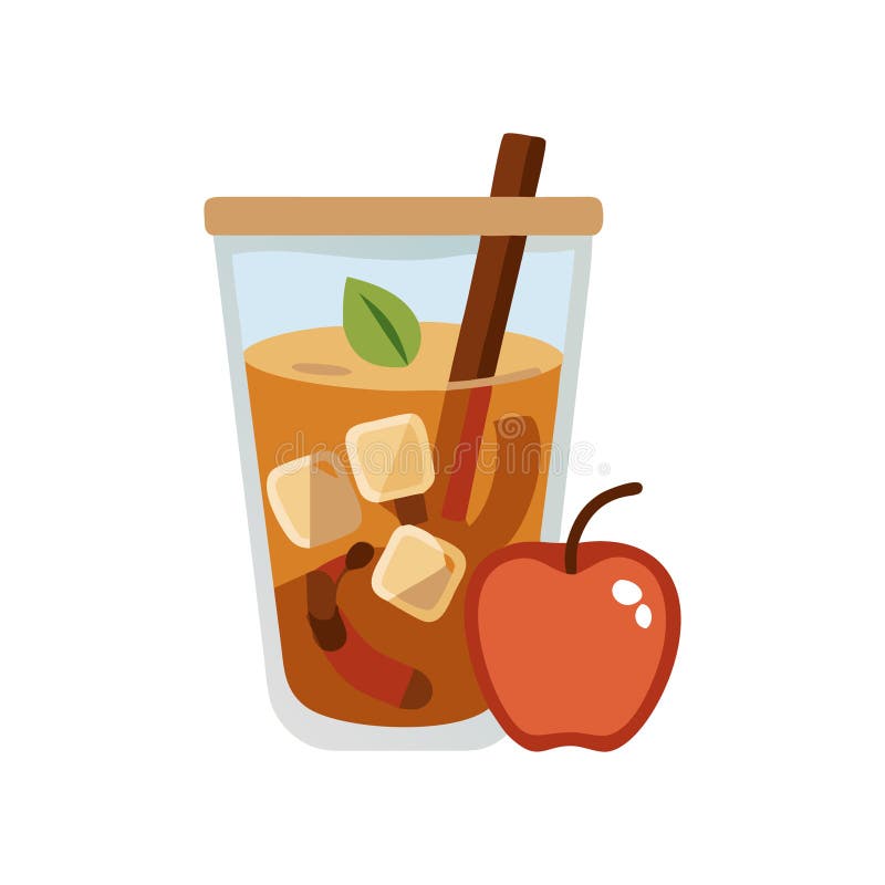 Spiced Iced Apple Cinnamon Tea for Summer Stock Vector - Illustration ...