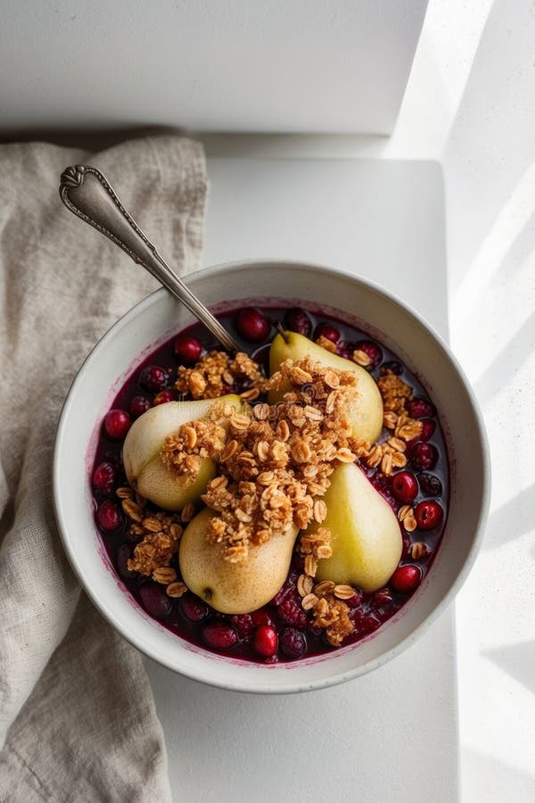 Spiced Pear and Cranberry Crisp with Oat Topping. Stock Image - Image ...