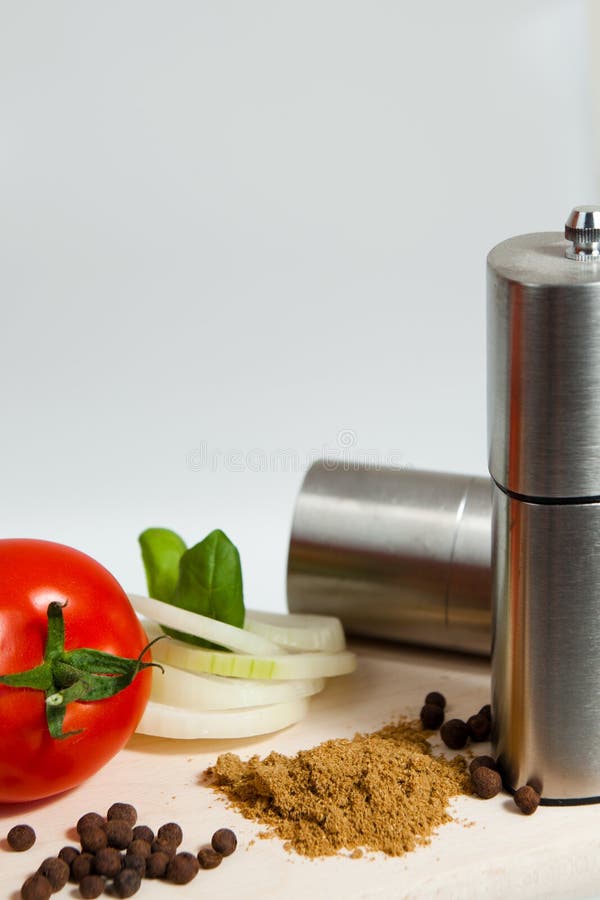 Spices stock photo. Image of onion, grinder, board, spices - 15043728