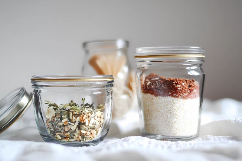 Colored Spices in Aesthetic Jars Stock Illustration - Illustration of ...