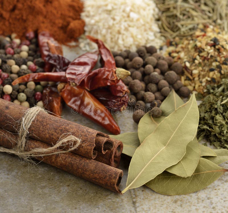 Spices Assortment stock photo. Image of onion, closeup - 27570026