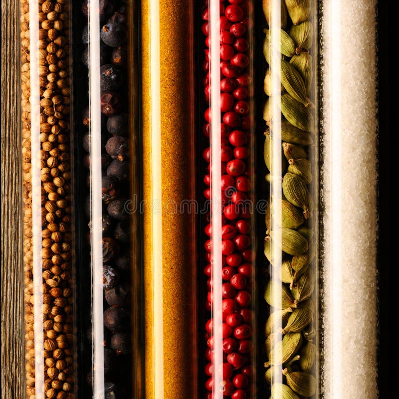 Spices in beakers close-up stock image. Image of salt - 31872939